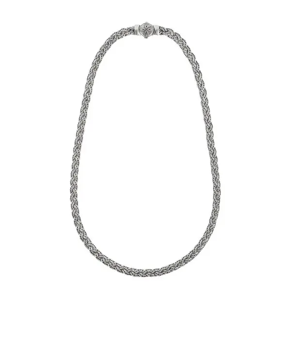 Emanuele Bicocchi Diamond-cut Flat Braided Necklace - Silver
