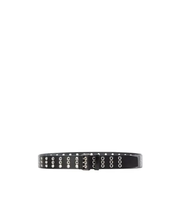 ANN DEMEULEMEESTER Eyelet-embellished Leather Belt - Black