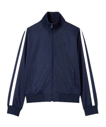 Gucci Technical Jersey Zip Jacket With Embossed Double G - Dark Blue
