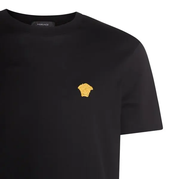 Versace Logo Embroidered Crewneck T-shirt - Black