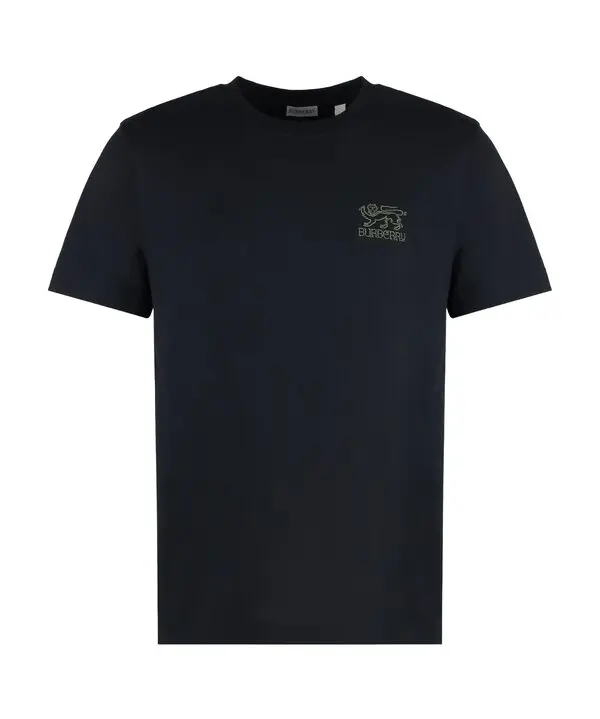 Burberry Logo Embroidered Crewneck T-shirt - Black