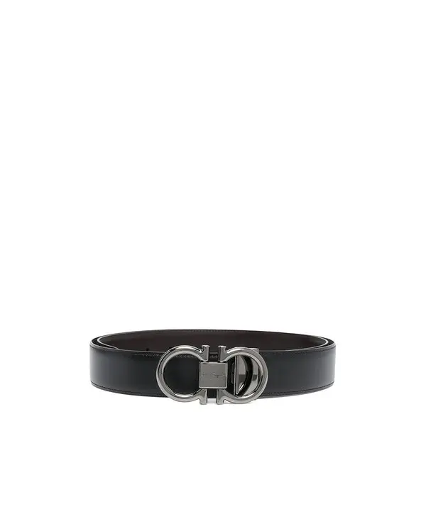 FERRAGAMO Double Gancio Buckle Belt - Black