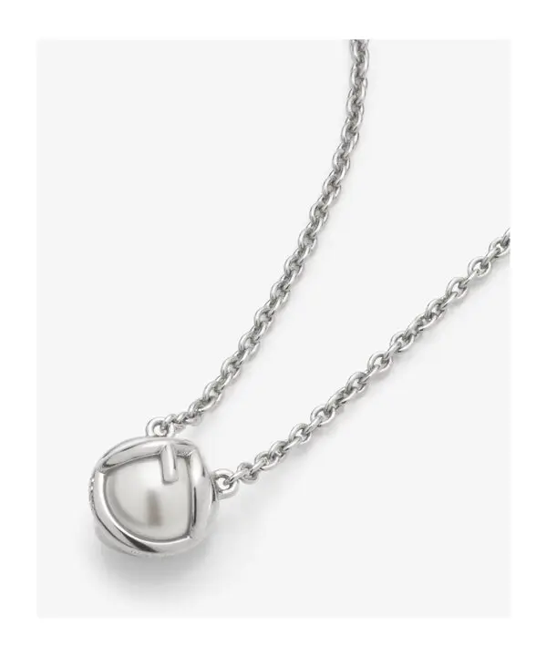 Fendi Embellished Pearl Necklace - Gray