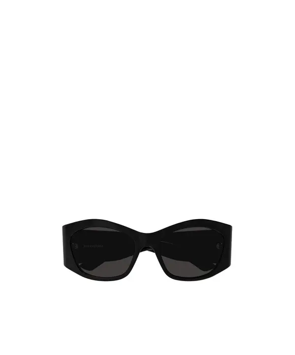 Balenciaga Wraparound Rectangular Sunglasses - Black