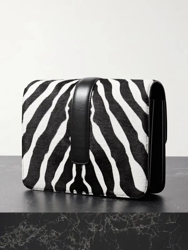 Khaite Blake Zebra-print Leather Crossbody Bag - Black