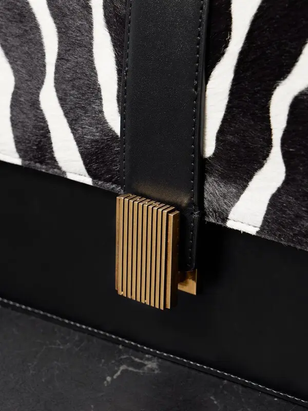 Khaite Blake Zebra-print Leather Crossbody Bag - Black