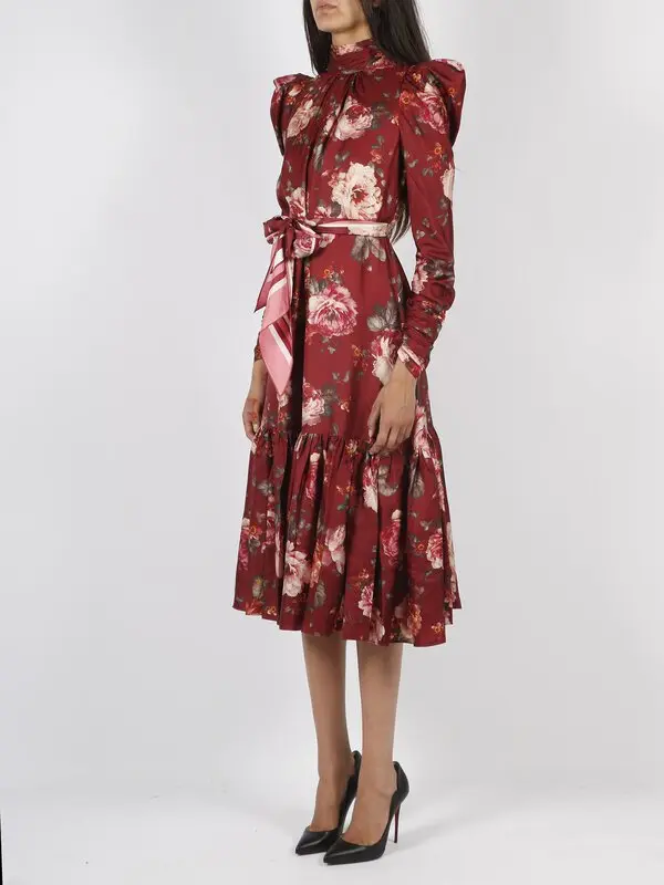 Zimmermann Ruffled High-neck Floral Print Midi Dress