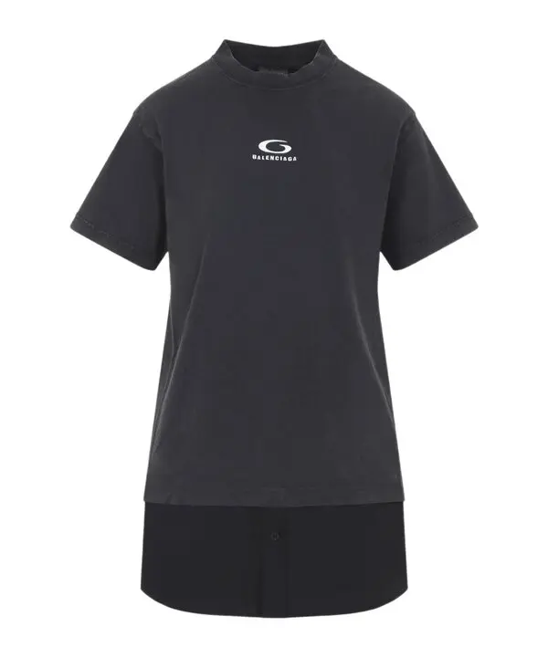 Balenciaga Layered T-shirt Dress - Black