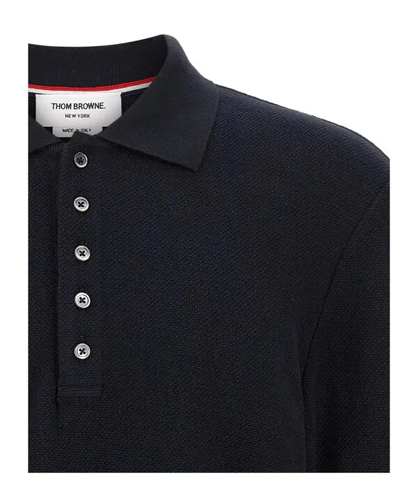 Thom Browne 4-bar Long-sleeved Polo Shirt - Navy Blue