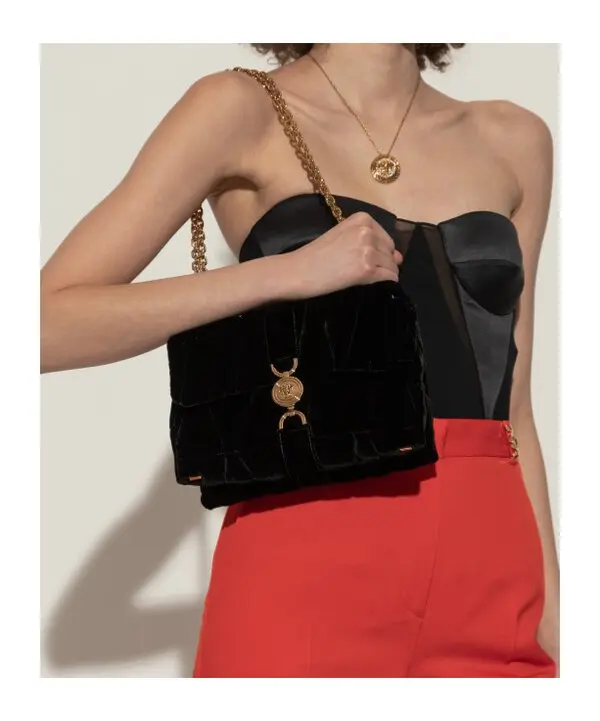 Versace Kleio Chain-linked Velvet Shoulder Bag