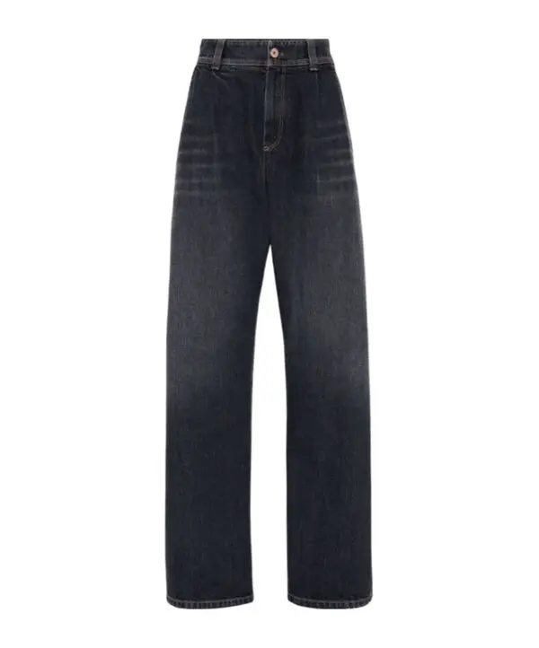Brunello Cucinelli High-waisted Wide-leg Jeans - Black