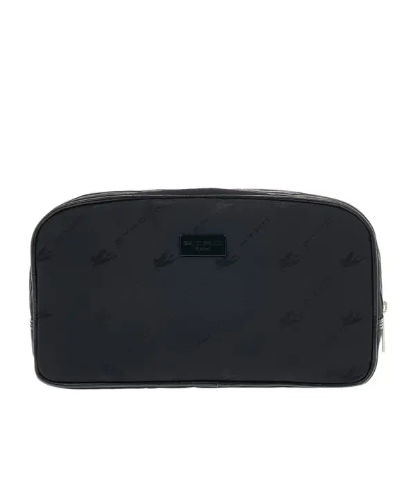Etro Zipper Clutch With Logo Plaque - Black