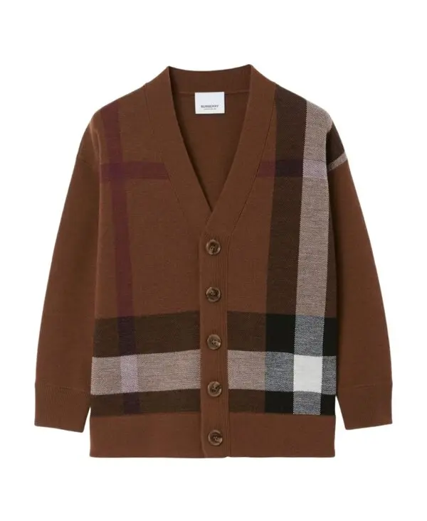 Burberry Checkered Buttoned Wool Cardigan