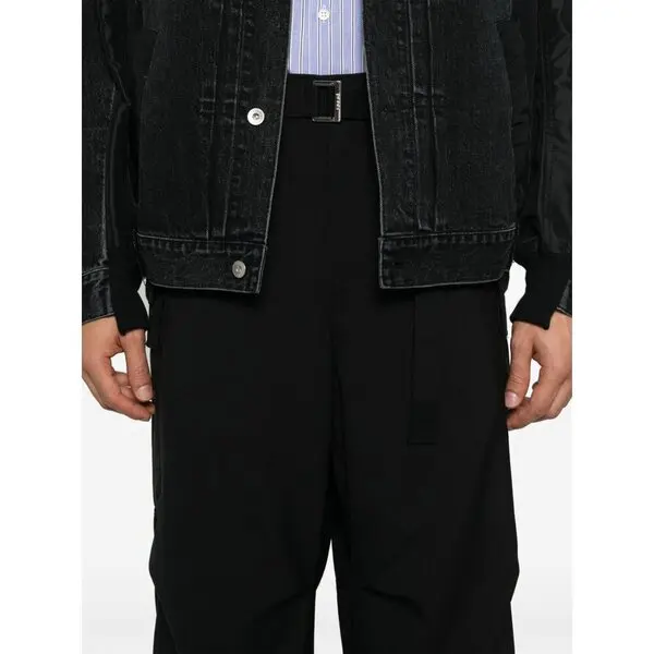 Sacai Suiting Drawstring Ankle Cargo Trousers - Black