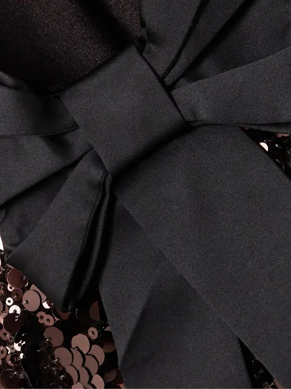 GANNI Open Back Sequined Top With Bow Detail