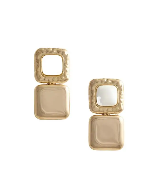 SELF-PORTRAIT Square Drop Earrings - Gold