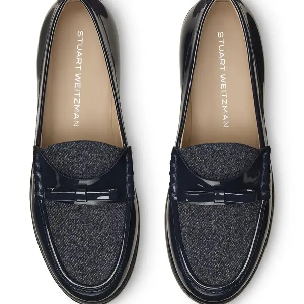 STUART WEITZMAN Patent Leather Loafers With Bow Detail - Black