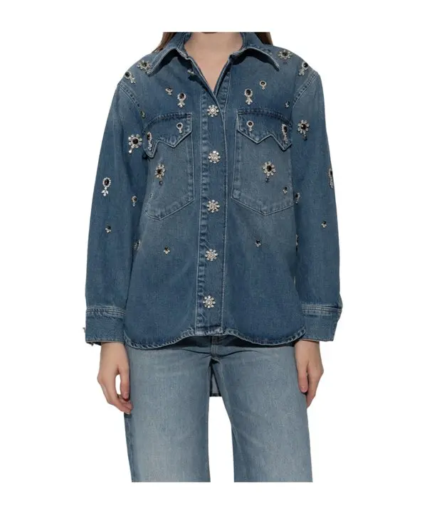 ALLSAINTS Crystal-embellished Denim Shirt