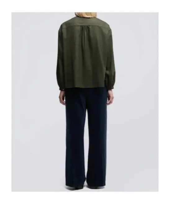 Aspesi Long Sleeve Band Collar Shirt - Green