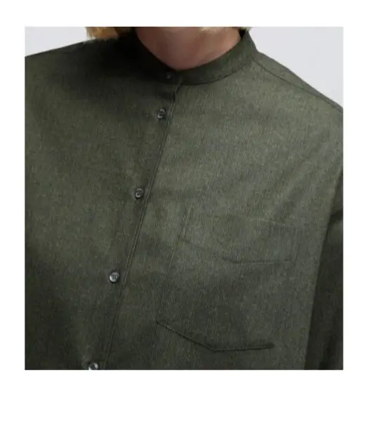 Aspesi Long Sleeve Band Collar Shirt - Green