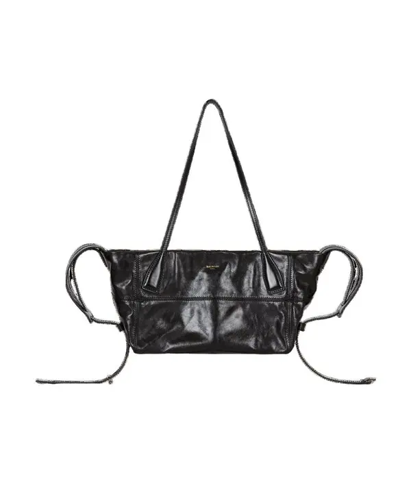 Balmain Shiny Leather Tote Bag - Black