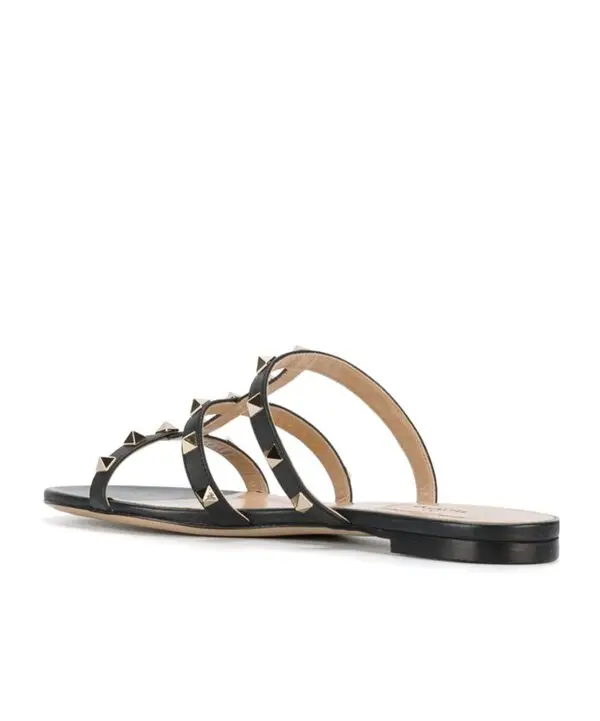 Valentino Garavani Rockstud Flat Slide Sandals - Black