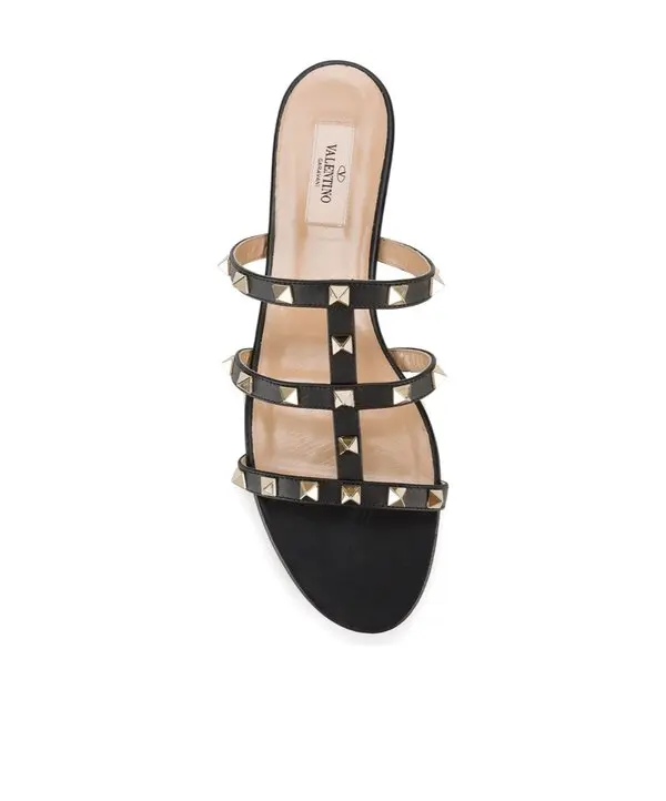 Valentino Garavani Rockstud Flat Slide Sandals - Black