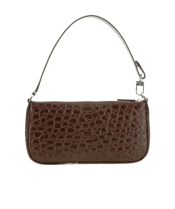 By Far Crocodile Effect Shoulder Bag - Brown