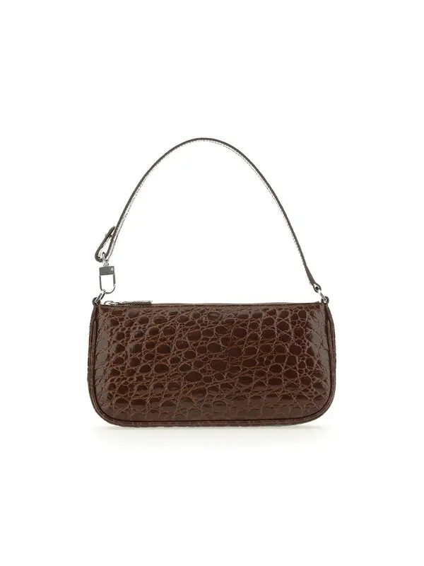 By Far Crocodile Effect Shoulder Bag - Brown