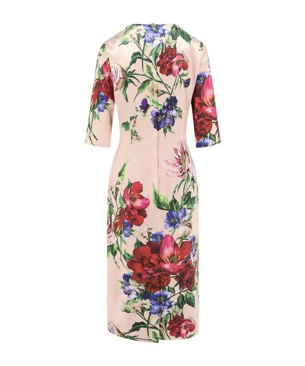 Dolce & Gabbana Floral Printed Midi Dress - Nude