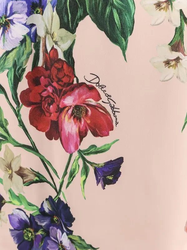 Dolce & Gabbana Floral Printed Midi Dress - Nude