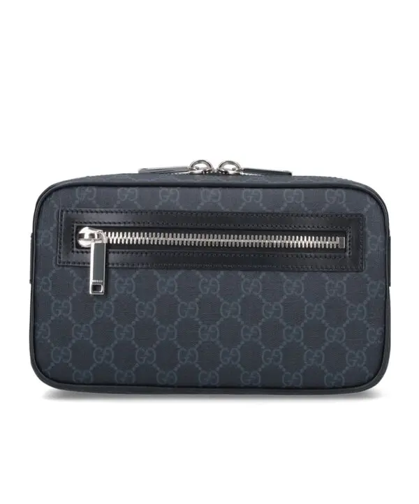 Gucci Gg Supreme Monogram Zip-up Belt Bag - Black