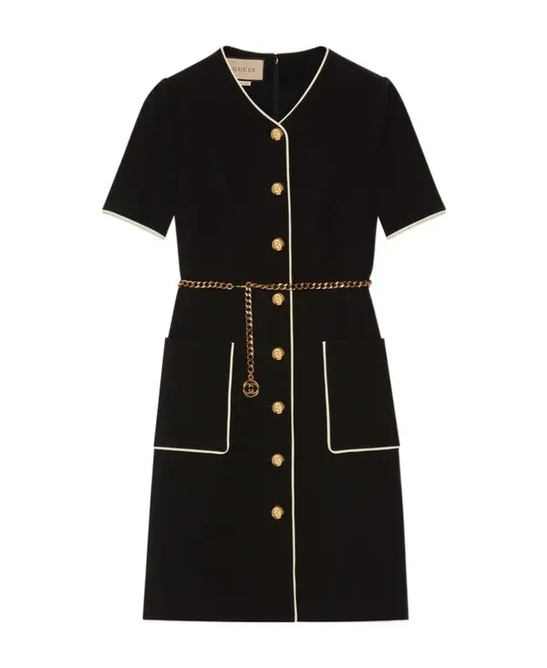 Gucci Buttoned Short-sleeve Midi Dress - Black