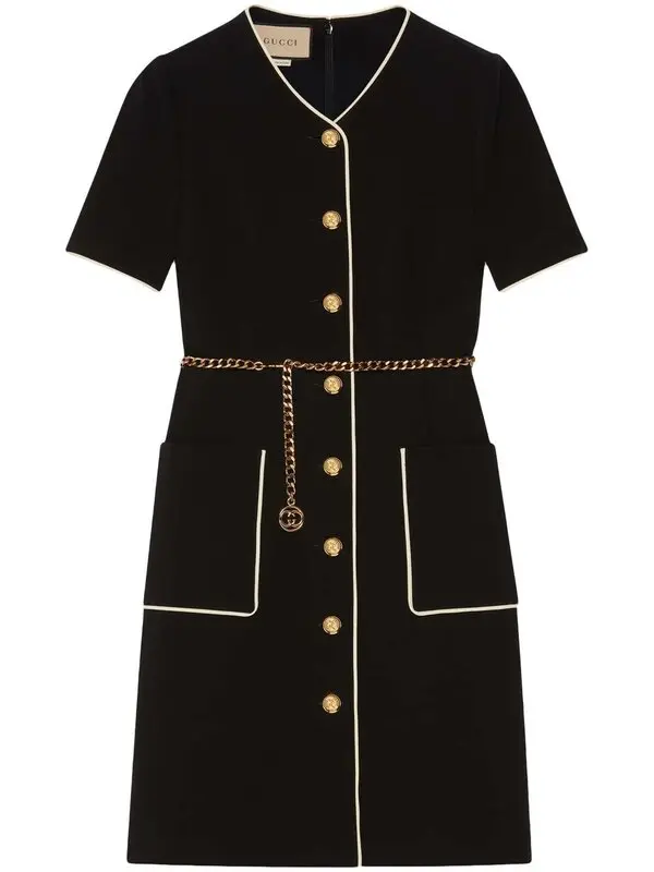 Gucci Buttoned Short-sleeve Midi Dress