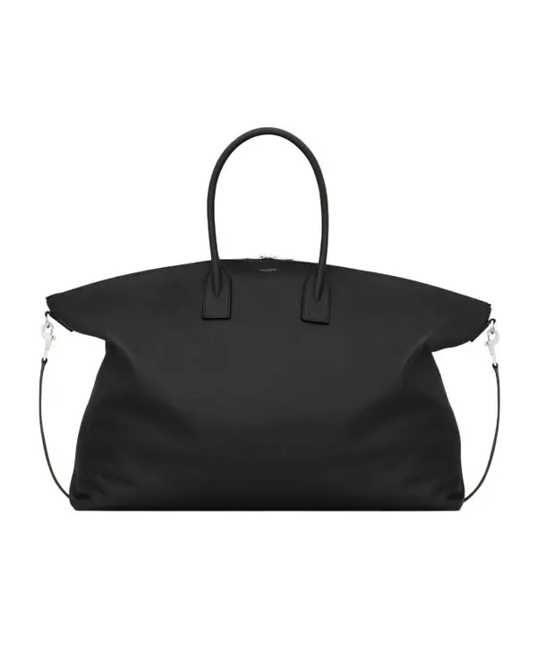 Saint Laurent Grained Leather Bowling Tote - Black