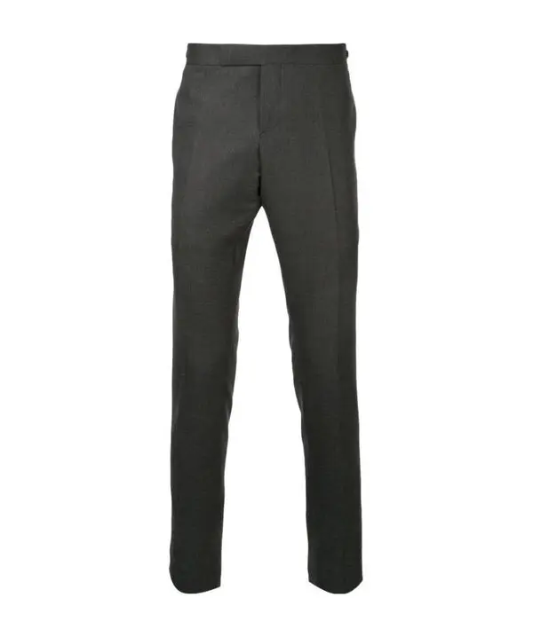 Thom Browne Low Rise Skinny Side Tab Trousers In Super 120s Twill - Dark Gray