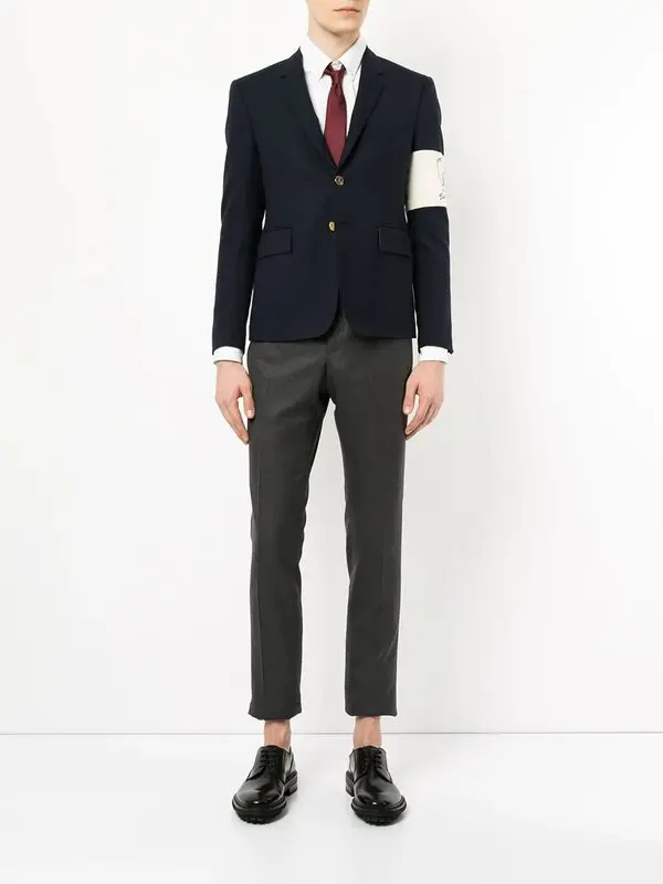 Thom Browne Low Rise Skinny Side Tab Trousers In Super 120s Twill - Dark Gray