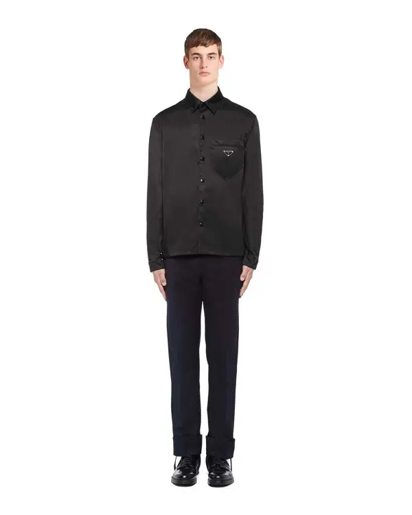 Prada Logo Plaque Chest Pocket Shirt