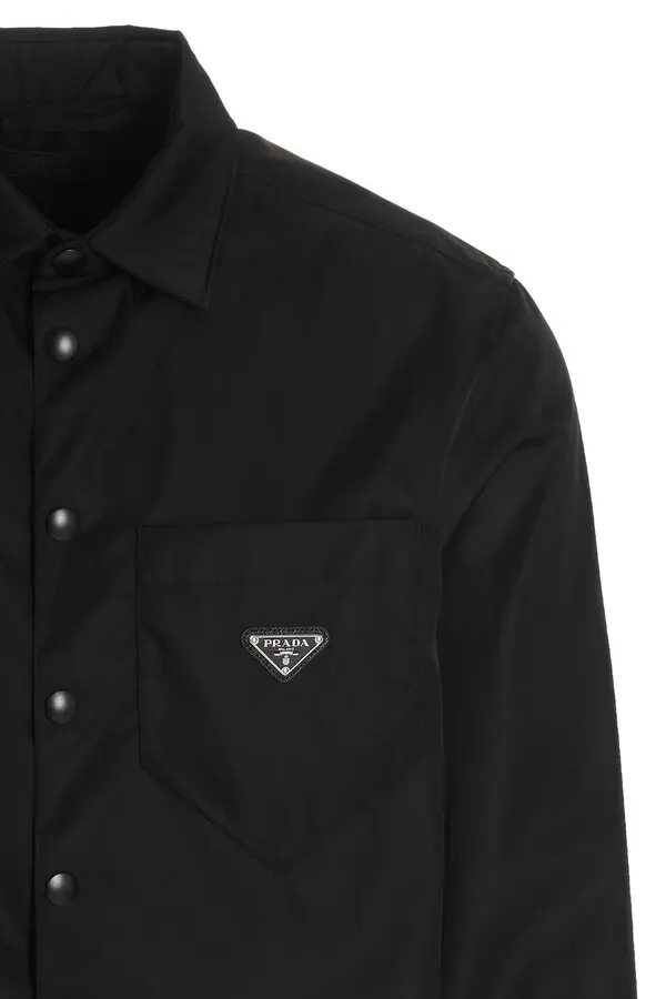 Prada Logo Plaque Chest Pocket Shirt