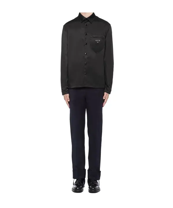 Prada Logo Plaque Chest Pocket Shirt