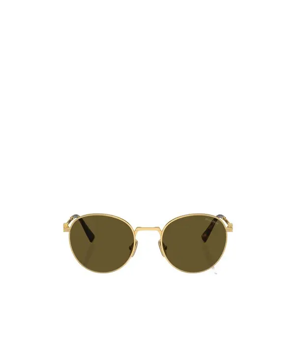 Miu Miu Round Frame Sunglasses - Gold/dark Brown