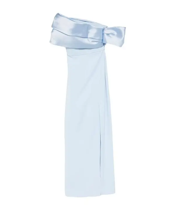 Solace Off-shoulder Draped Sleeveless Maxi Dress With Side Slit