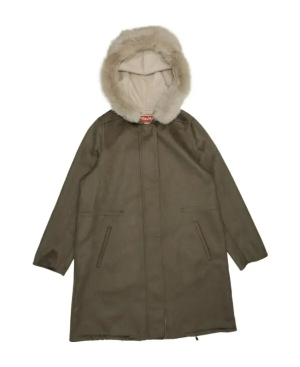 Max Mara Hooded Overcoat With Fur Trim - Brown