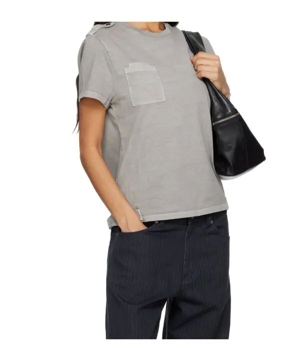Paloma Wool Ribbed Knit Crewneck T-shirt With Patch Pocket