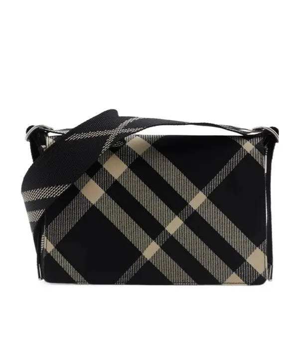 Burberry Checked Trench Crossbody Bag - Black/plain White