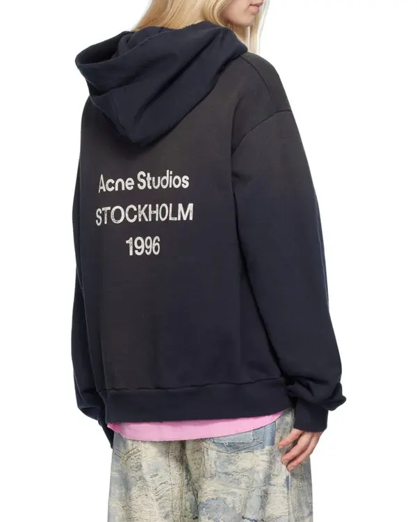 Acne Studios Garment Dyed Logo Hoodie - Black