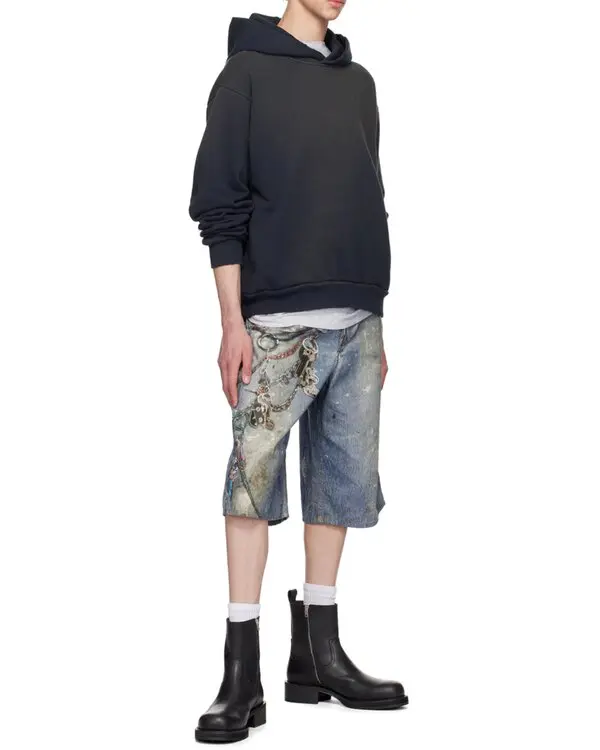 Acne Studios Garment Dyed Logo Hoodie - Black