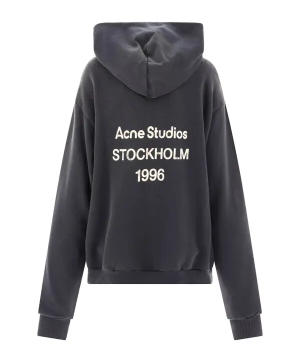 Acne Studios Garment Dyed Logo Hoodie - Black