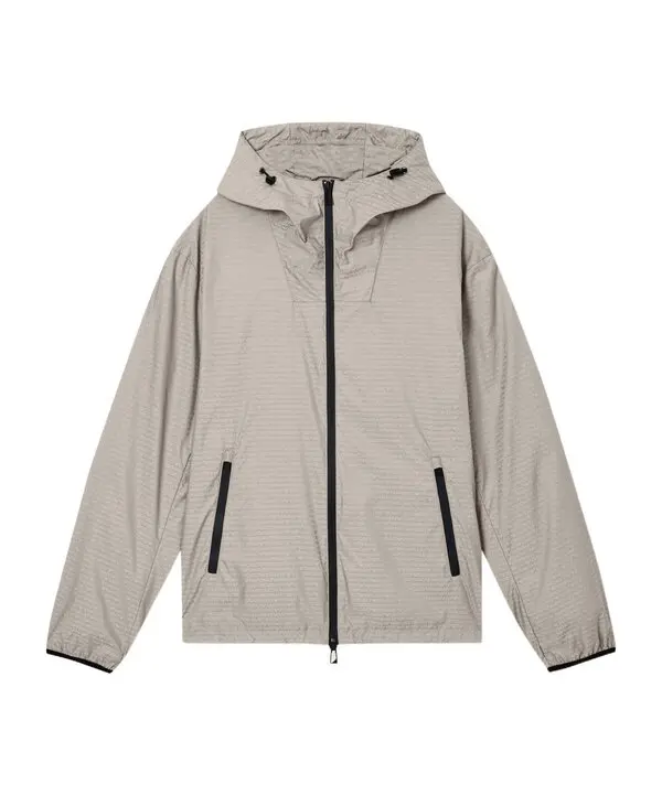 Emporio Armani Jacquard Letter Zip-up Hooded Jacket