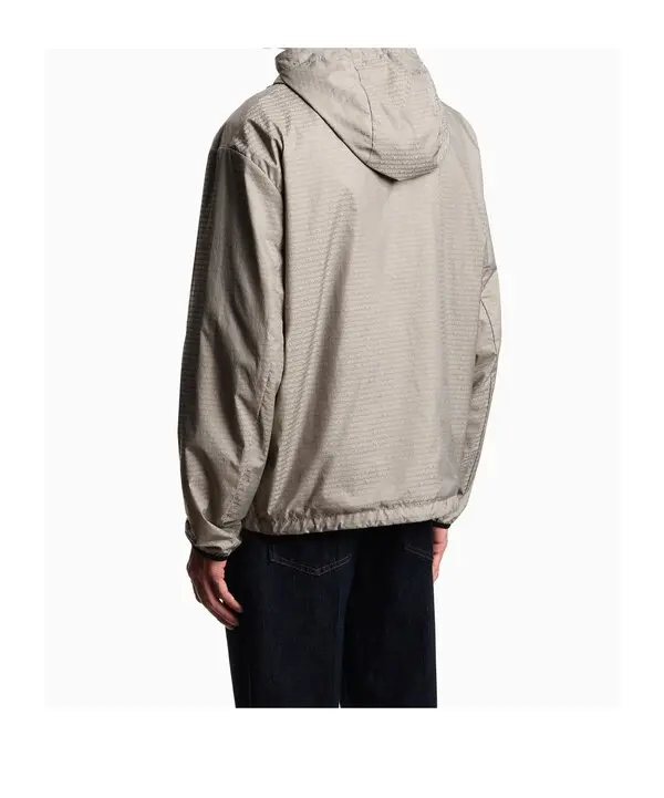 Emporio Armani Jacquard Letter Zip-up Hooded Jacket